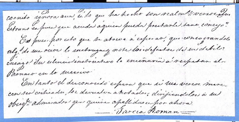 Carta firmada con seudónimo